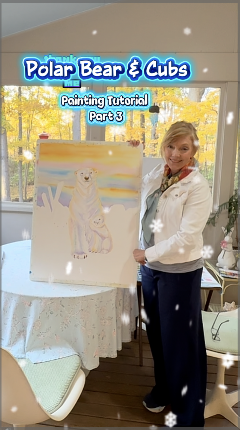 Watercolor Tutorial Part 3 – Painting Polar Bears in Northern Sunset G